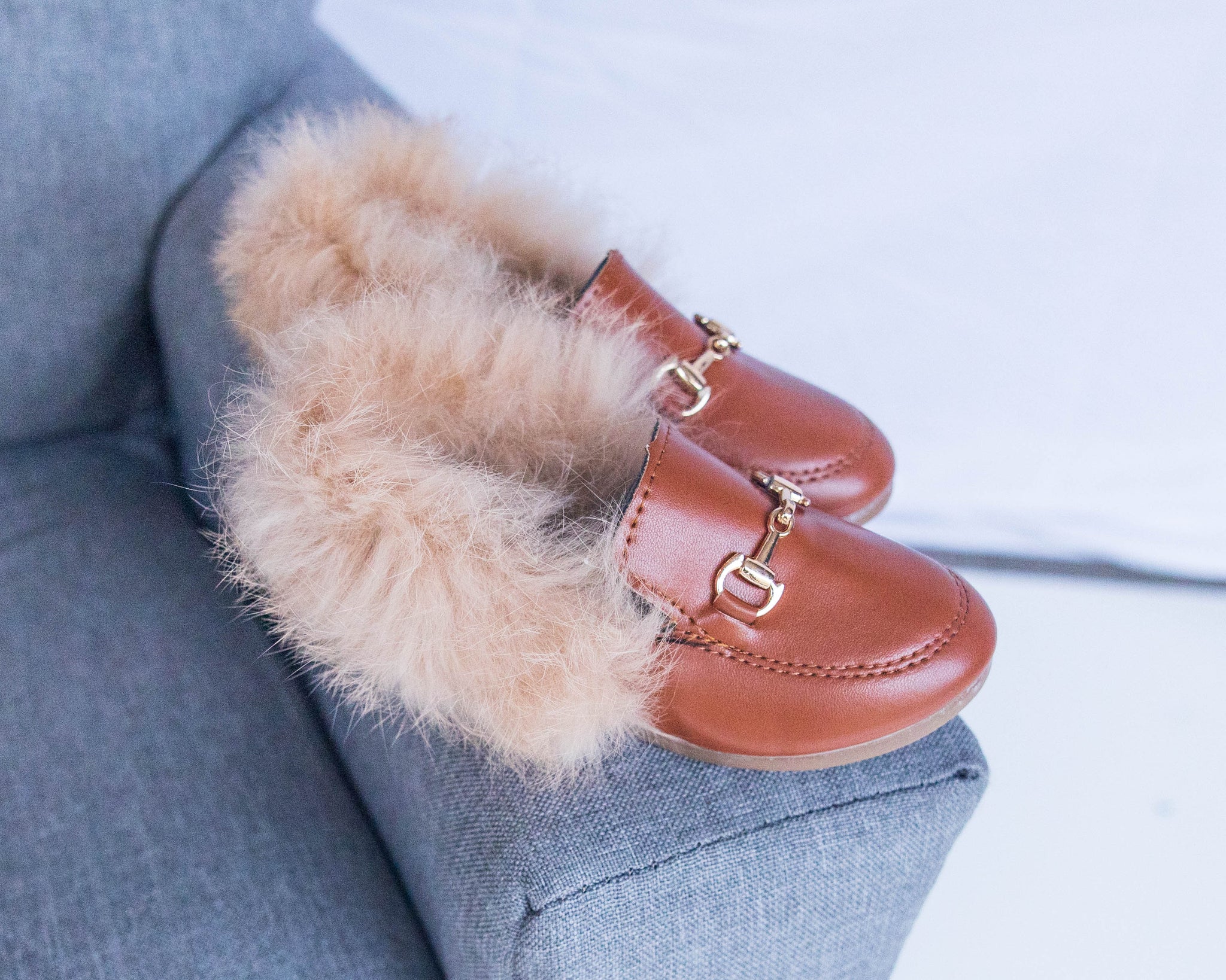 Rich chic furry loafers brown